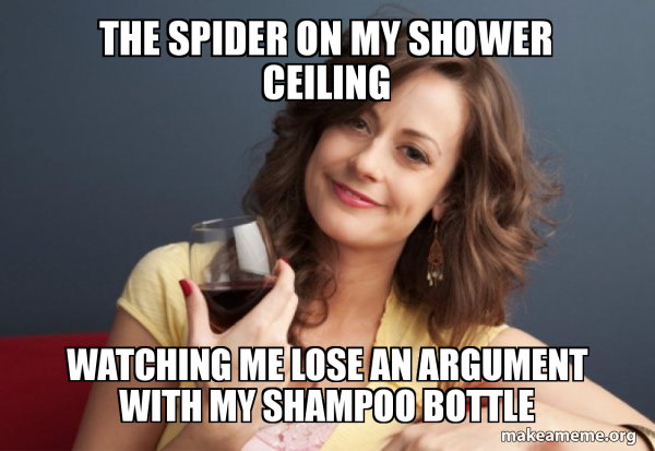 The spider on my shower ceiling Watching me lose an argument with my ...