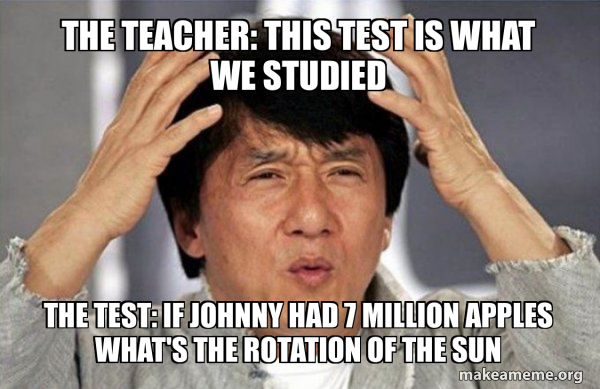 the teacher: this test is what we studied the test: if Johnny had 7 ...