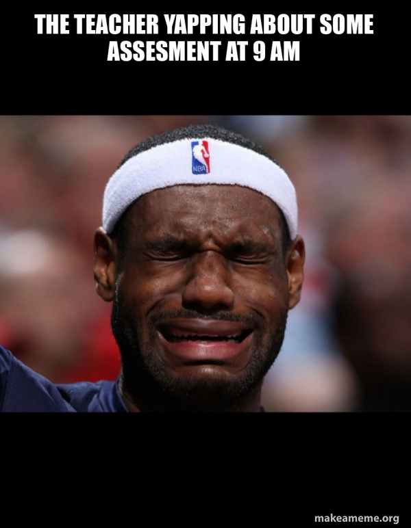 The teacher yapping about some assesment at 9 am - Lebron Crying Meme ...