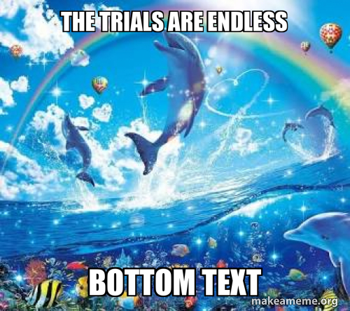 THE TRIALS ARE ENDLESS BOTTOM TEXT Meme Generator