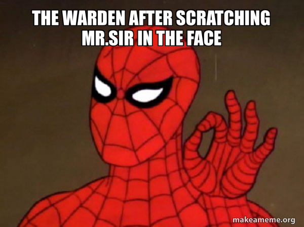 the warden after scratching mr.sir in the face - Spiderman - Care ...