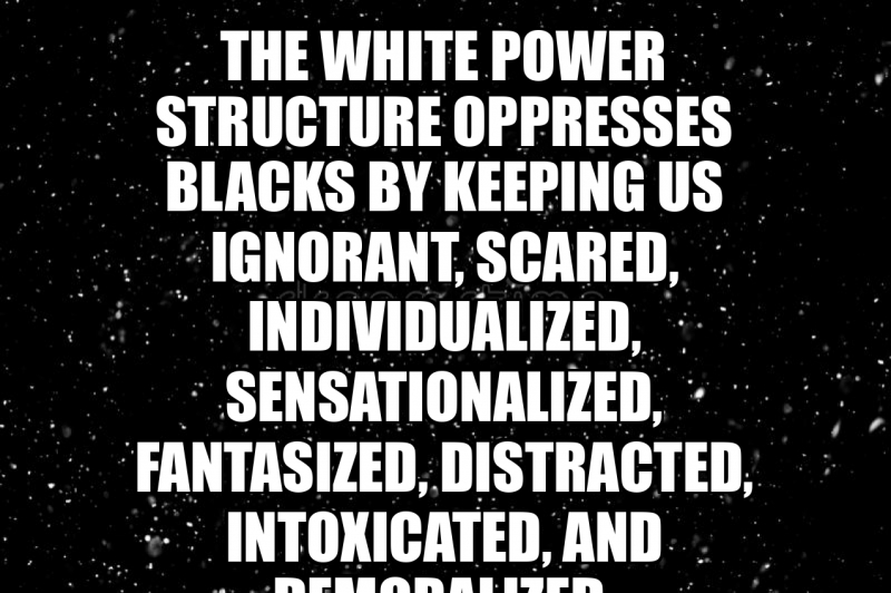 The white power structure oppresses blacks by keeping us Ignorant ...