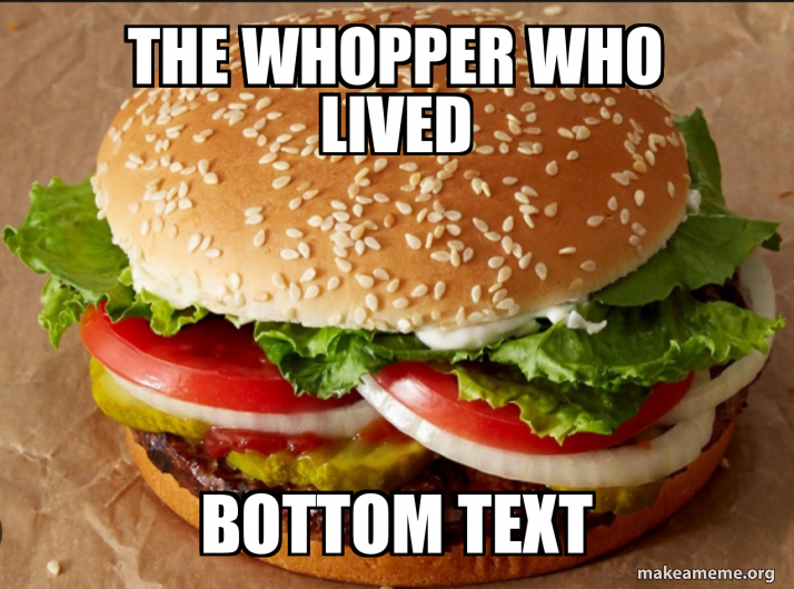 The whopper who lived Bottom text Meme Generator