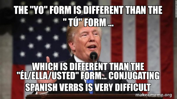 The "yo" form is different than the " tÚ" form ... Which is different ...