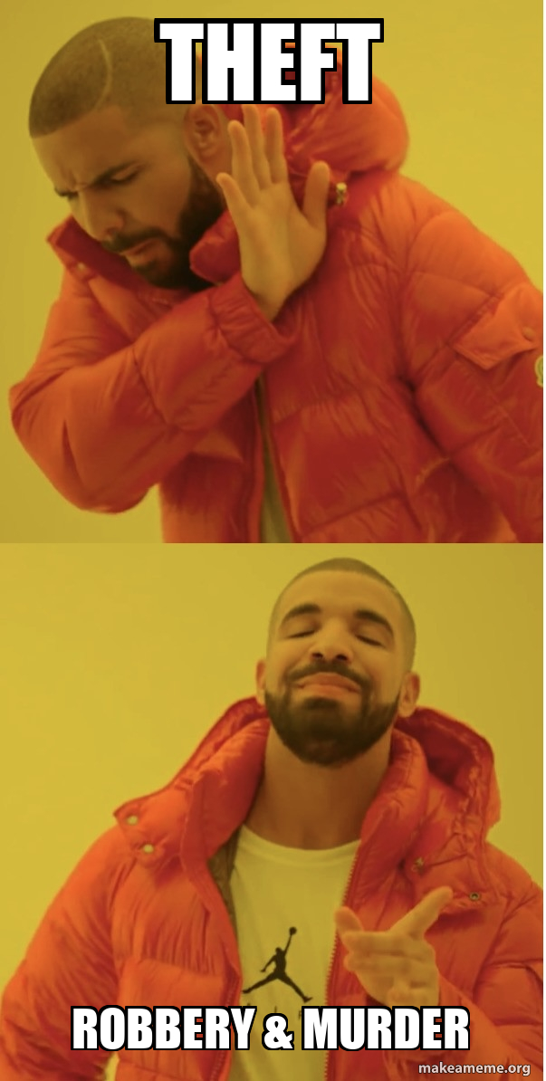 Theft robbery & murder Meme Generator
