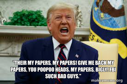 "TheIR my papers, my papers! Give me back my papers, you poopoo heads ...