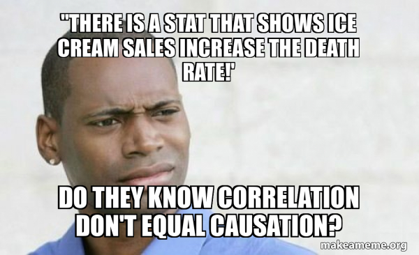 "There is a stat that shows ice cream sales increase the death rate ...
