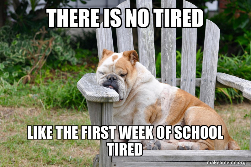 There is no tired like the first week of school tired Meme Generator
