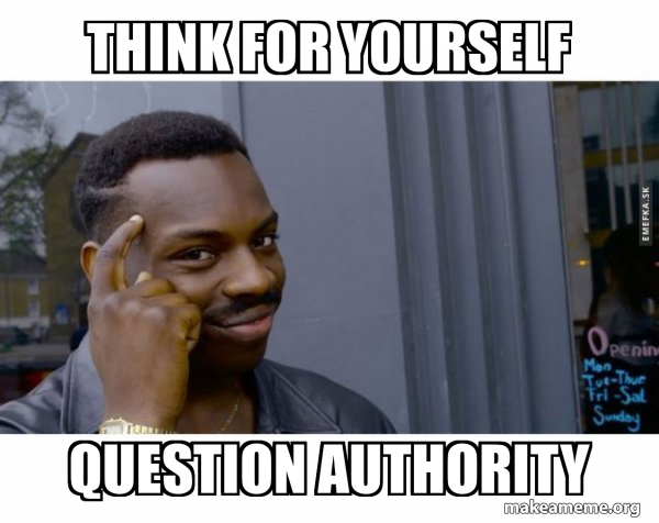 think for yourself question authority - Roll Safe Black Guy Pointing at ...