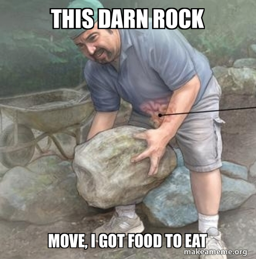 This darn rock Move, I got food to eat Meme Generator