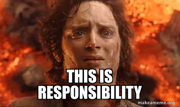 this is responsibility - Frodo it's over it's done Meme Generator