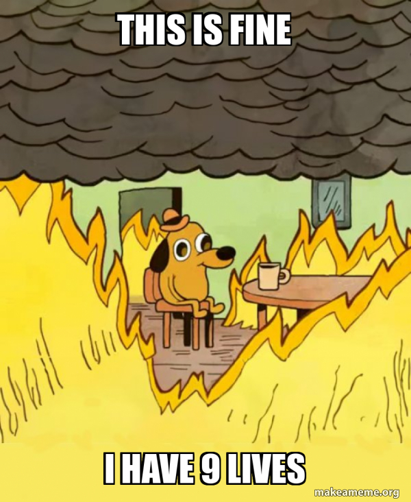 This is fine I have 9 lives - This Is Fine Meme Generator