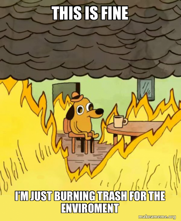 This is fine I’m just burning trash for the enviroment - This Is Fine ...