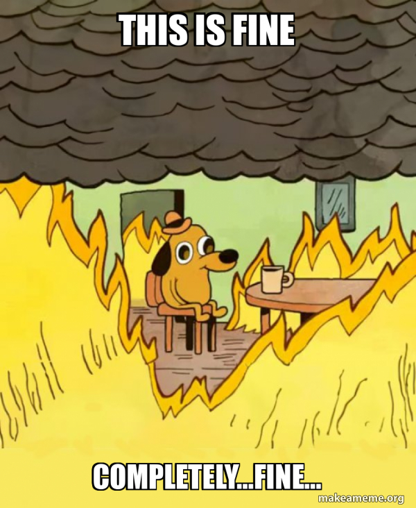 This is fine Completely...Fine... - This Is Fine Meme Generator