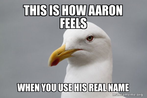 this is how Aaron feels when you use his real name - Stuff That Didn't ...