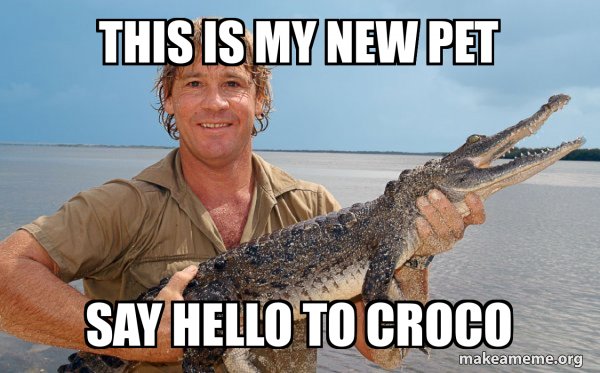 this is my new pet say hello to croco - Steve irwin Meme Generator