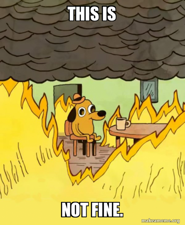 this is not fine. - This Is Fine Meme Generator