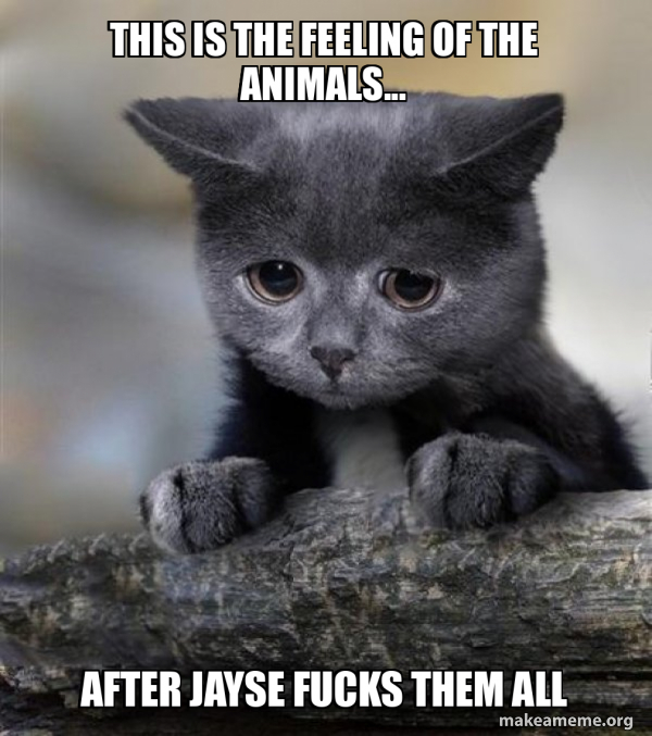 This is the feeling of the animals... after jayse fucks them all ...