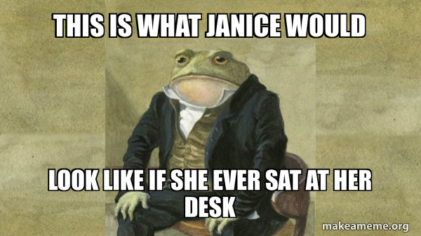 this is what janice WOULD look like if she ever sat at her desk ...