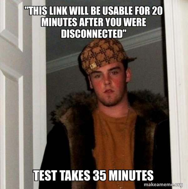 "This link will be usable for 20 minutes after you were disconnected ...