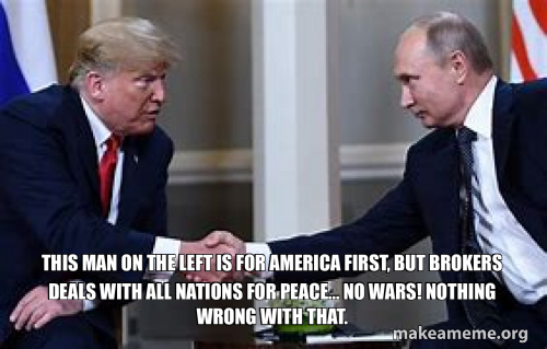 this man on the left is for america first, but brokers deals with all ...