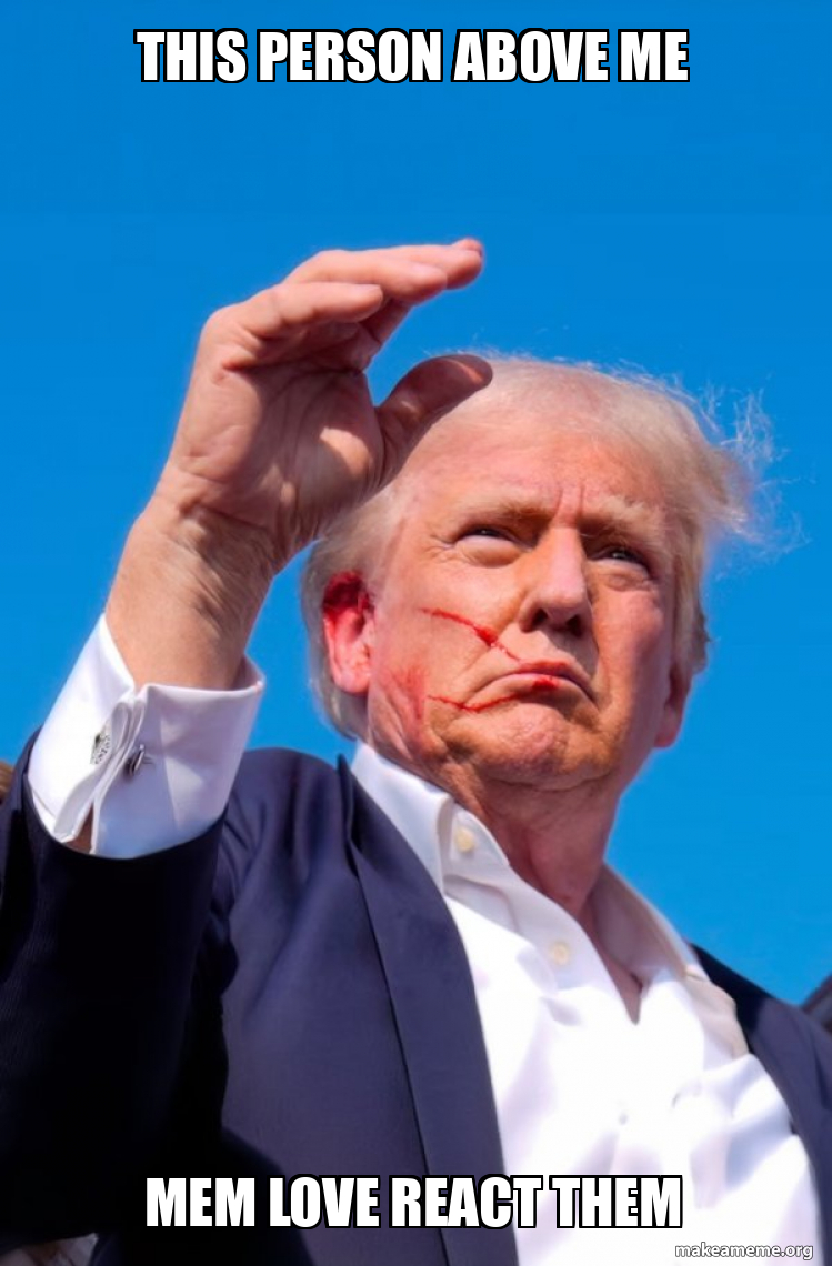 This person above me Mem love react them - Trump Shot Meme Generator