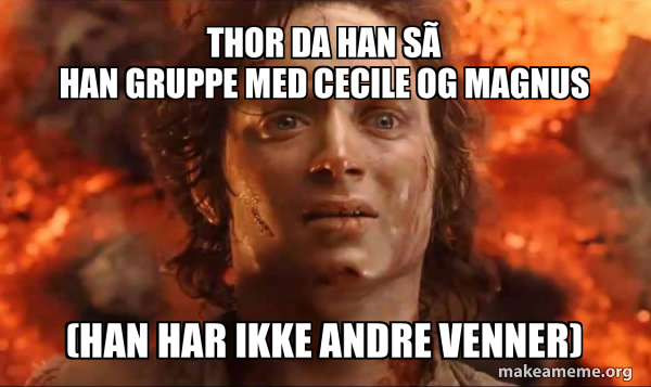 Thor da han så han gruppe med Cecile og Magnus (han har ikke andre ...