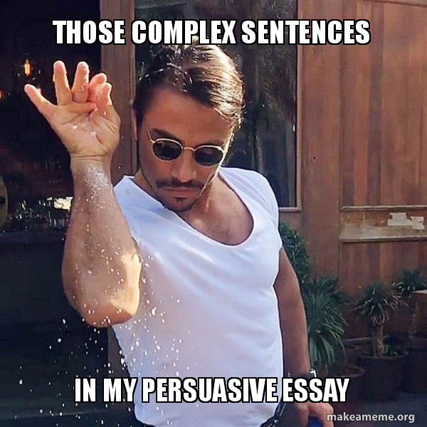 THOSE COMPLEX SENTENCES IN MY PERSUASIVE ESSAY - SaltBae or Salt Bae ...