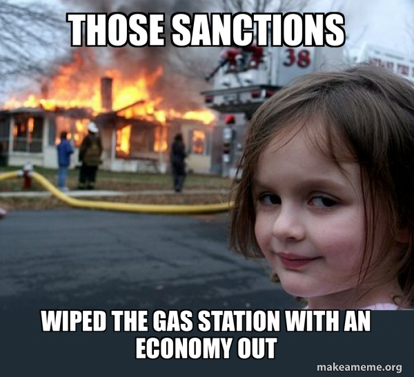 those sanctions wiped the gas station with an economy out - Disaster ...