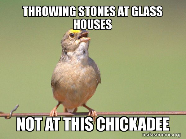 throwing stones at glass houses not at this chickadee - Common Opinion ...