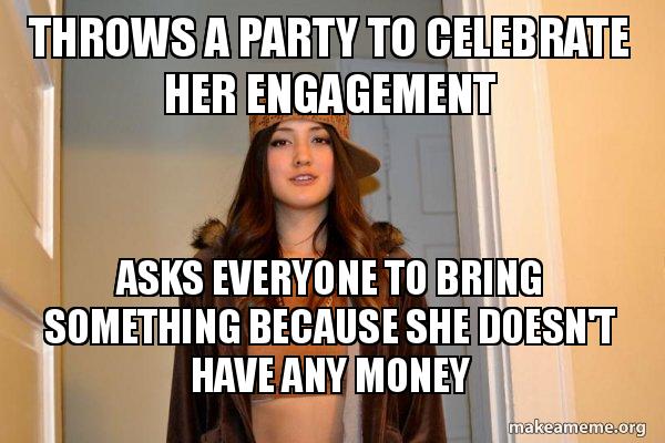 throws a party to celebrate her engagement asks everyone to bring ...