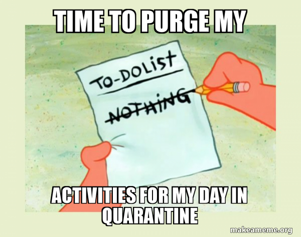 time to purge my activities for my day in quarantine - To Do List ...