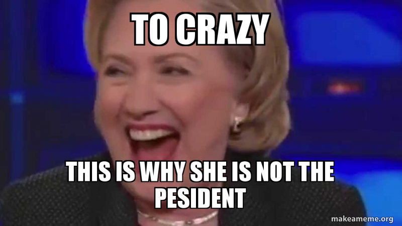 TO CRAZY THIS IS WHY SHE IS NOT THE PESIDENT Meme Generator