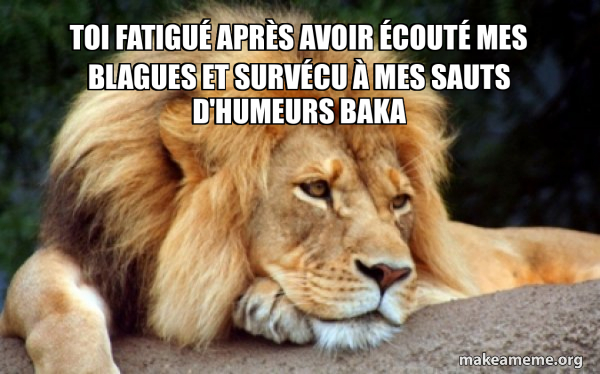 Toi fatigué après avoir écouté mes blagues et survécu à mes sauts d ...