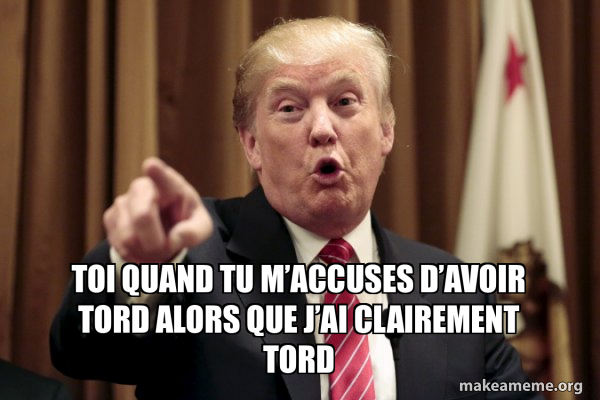Toi quand tu m’accuses d’avoir tord alors que j’ai clairement tord ...