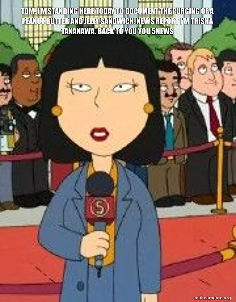 Tom. I'm standing here today to document the purging of a peanut butter ...