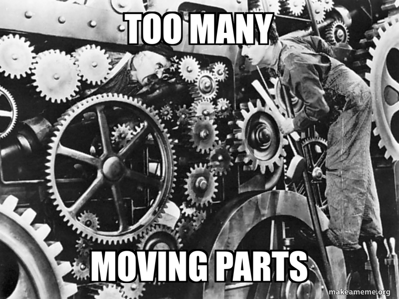 too many moving parts Meme Generator