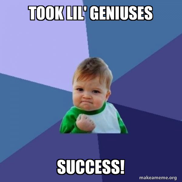Took Lil' Geniuses success! - Success Kid Meme Generator