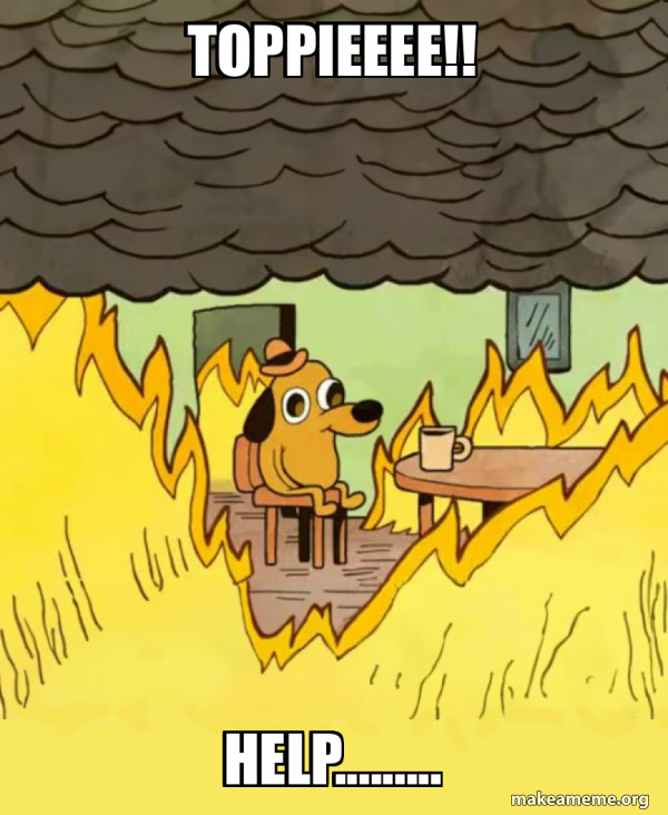 TOPPIEEEE!! Help......... - This Is Fine Meme Generator