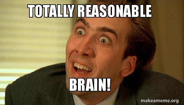 Totally reasonable Brain! - Sarcastic Nicholas Cage Meme Generator