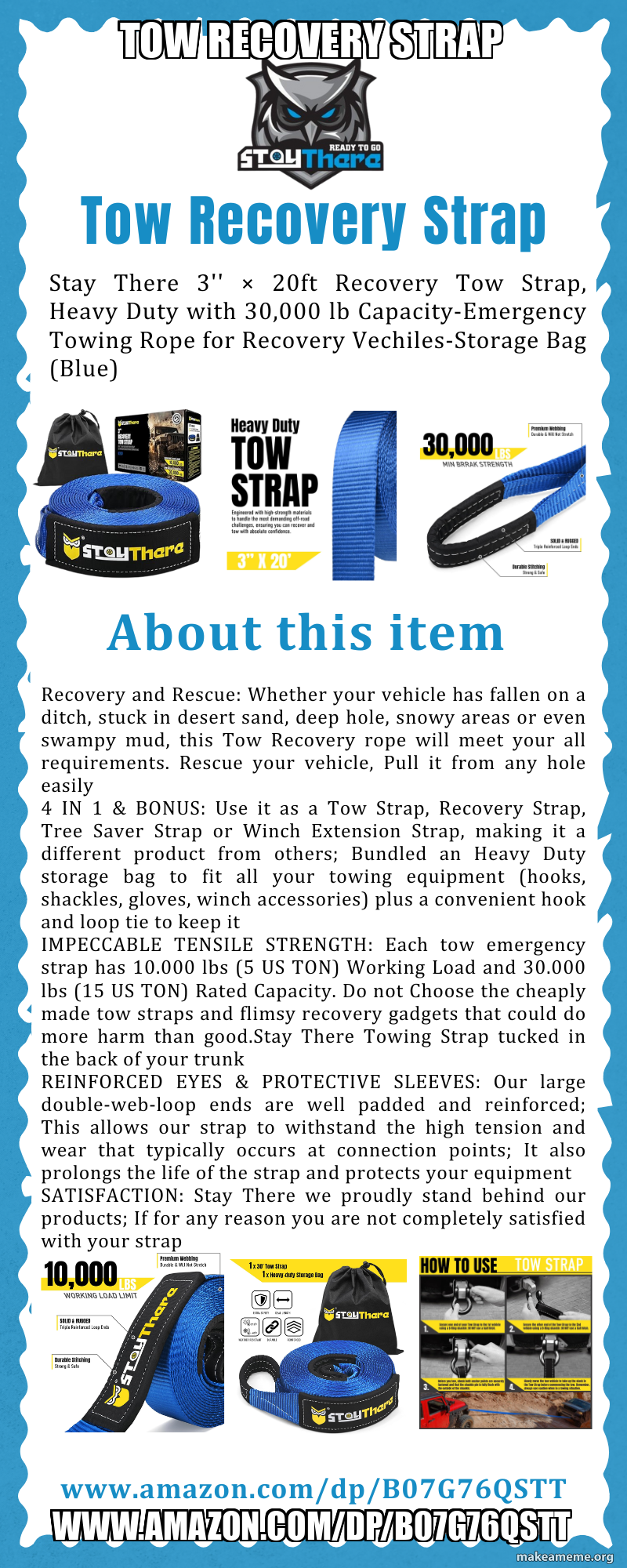 Tow Recovery Strap www.amazon.com/dp/B07G76QSTT - Looking for a ...
