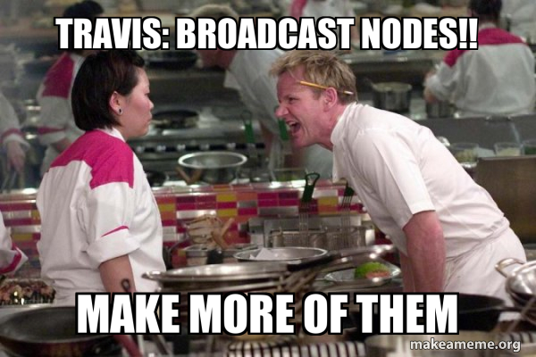 Travis: BROADCAST NODES!! MAKE MORE OF THEM - Gordon Ramsay Meme Generator