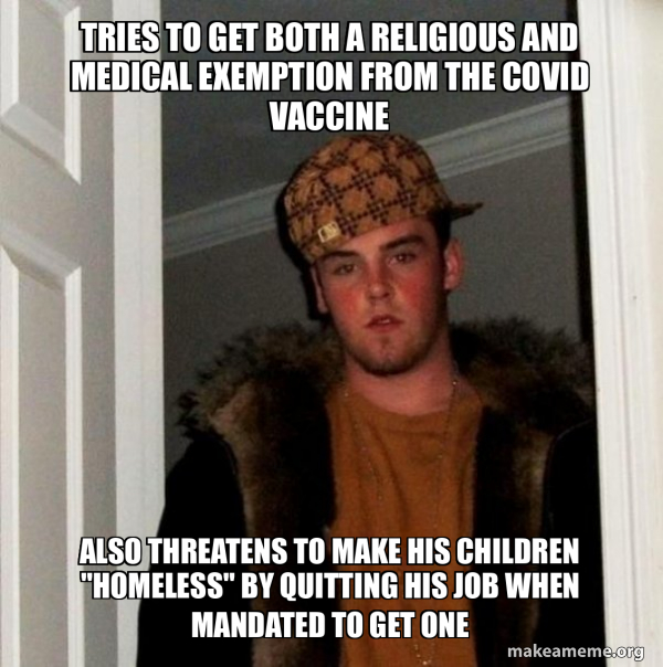 tries to get both a religious and medical exemption from the covid ...
