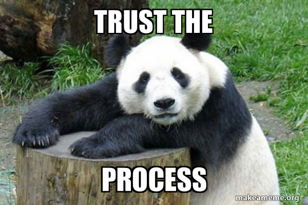 TRUST THE PROCESS - Confession Panda Meme Generator