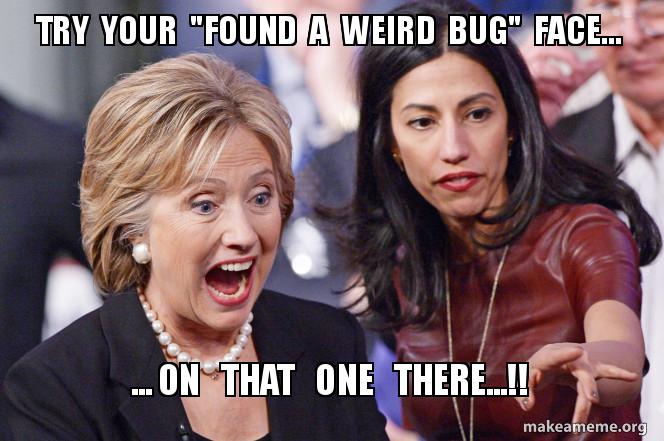 Try your "Found a Weird Bug" Face... ... on that one there...!! - Found ...