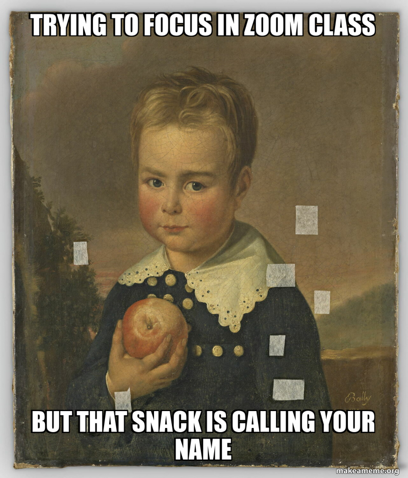 Trying to focus in Zoom class but that snack is calling your name Meme ...