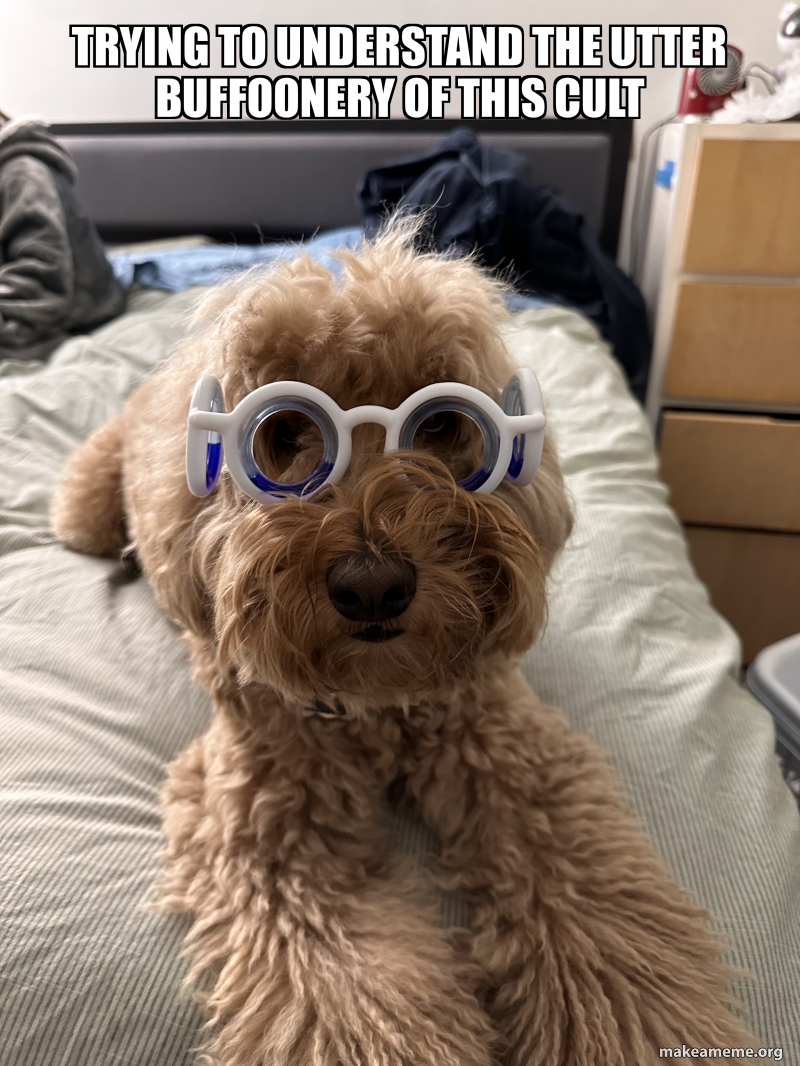 trying to understand the utter buffoonery of this cult Meme Generator