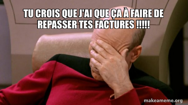 Tu crois que j'ai que ça à faire de repasser tes factures ...