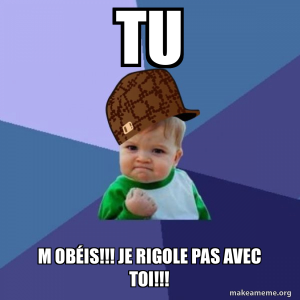 tu m obéis!!! Je rigole pas avec toi!!! - Scumbag Success Kid Meme ...