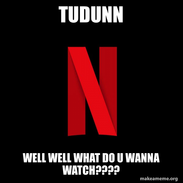 TUDUNN well well what do u wanna watch???? - Netflix Meme Generator